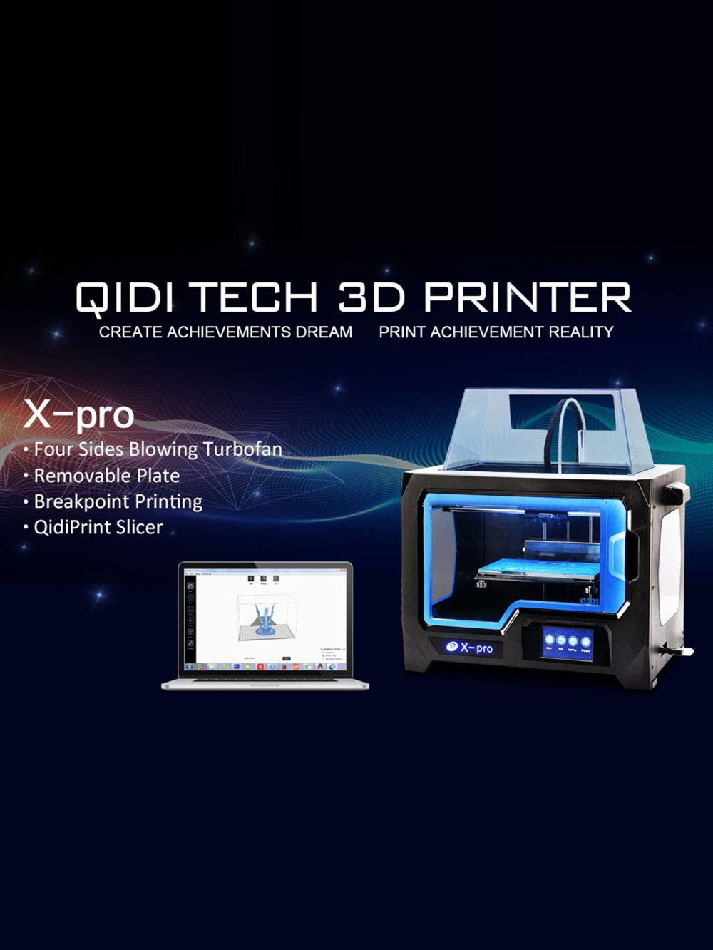 X-Pro 3D Printer With WiFi Function, Dual Extruder - WOL 3D - 3D Printers